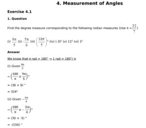 Measurement of Angles Class 11 PDF Download